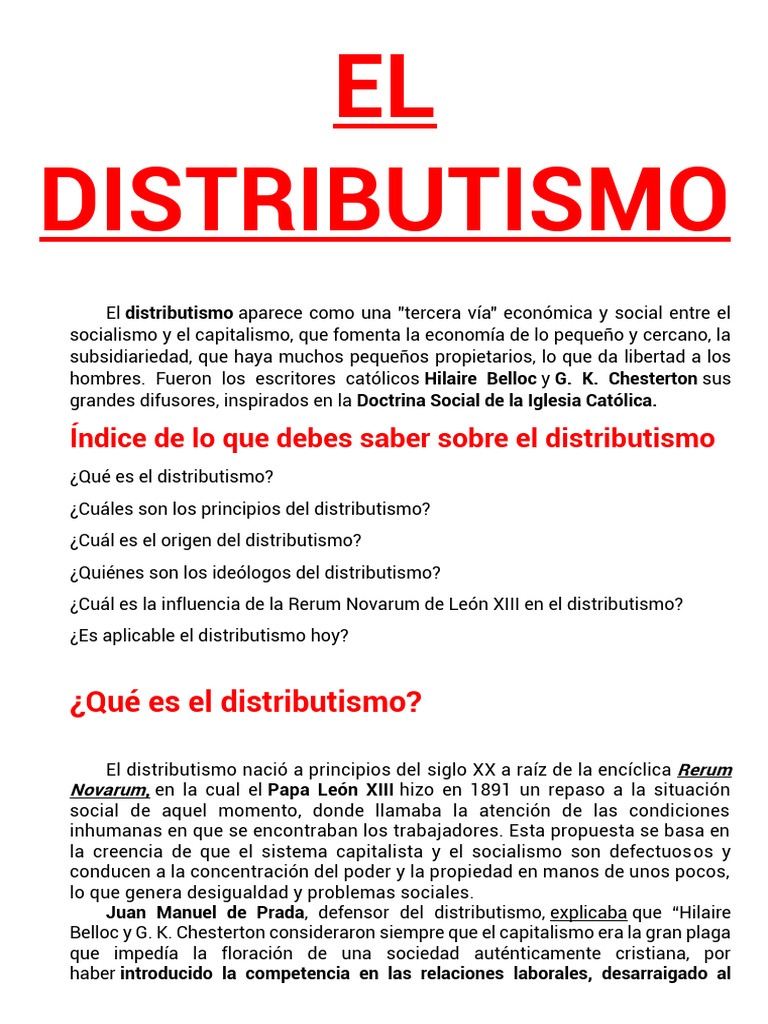 El Distributismo_Una Alterativa Al Capialismo y Al Socialismo | PDF ...