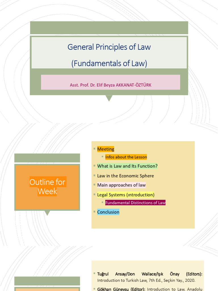 General Principles of Law (Fundamentals of Law) : Asst. Prof. Dr. Elif ...