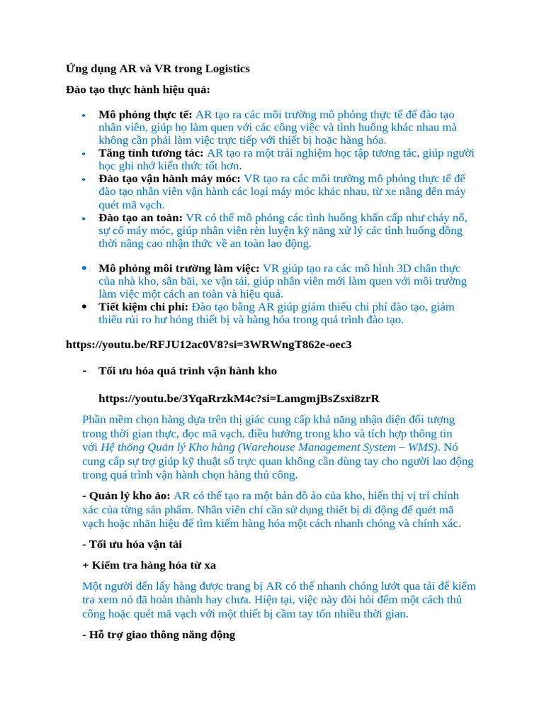 NG D NG AR Và VR Trong Logistics | PDF