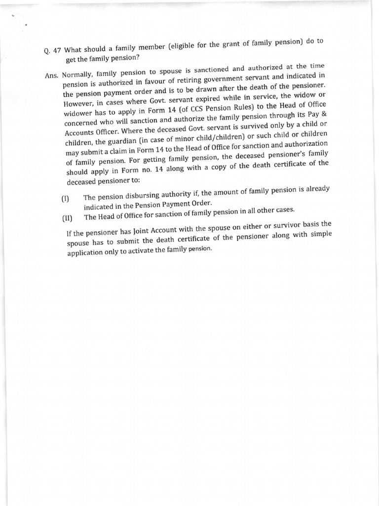 Form Family Pension Government Servant Death | PDF | Widow | Social ...