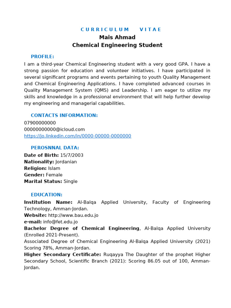 Model_Master CV_2024 (1) | PDF | Jordan | Academic Degree