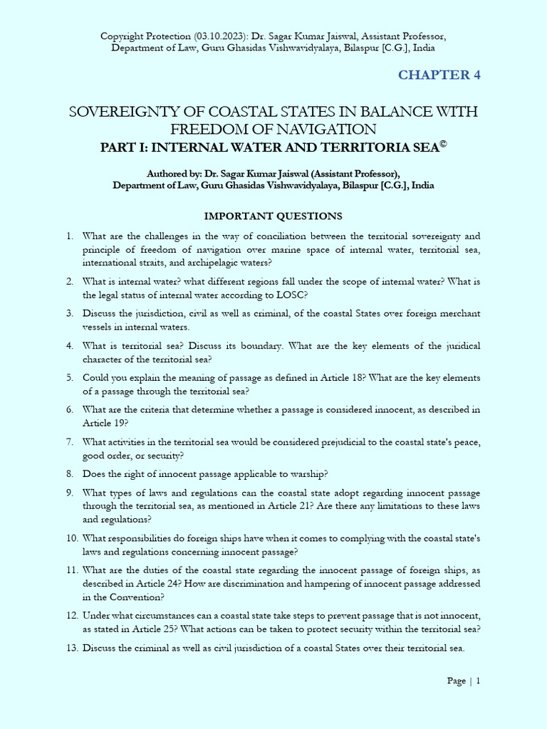 Chapter 4 - Internal Water and Territorial Sea | PDF | Territorial ...