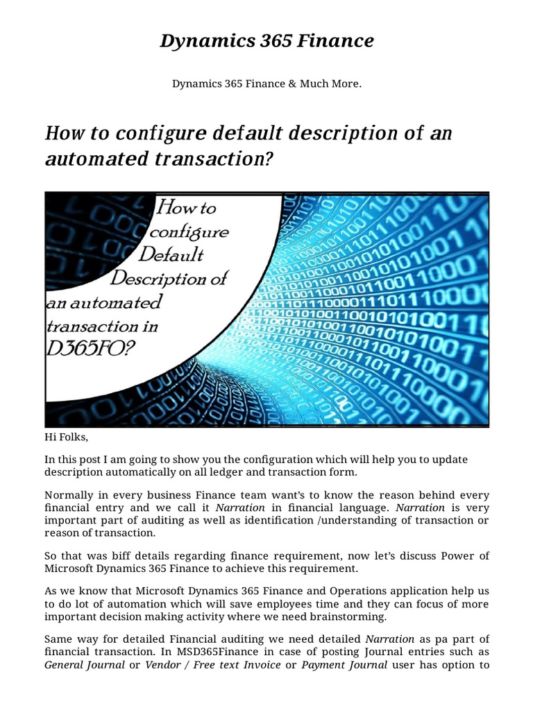 How To Configure Default Description of An Automated Transaction | PDF ...