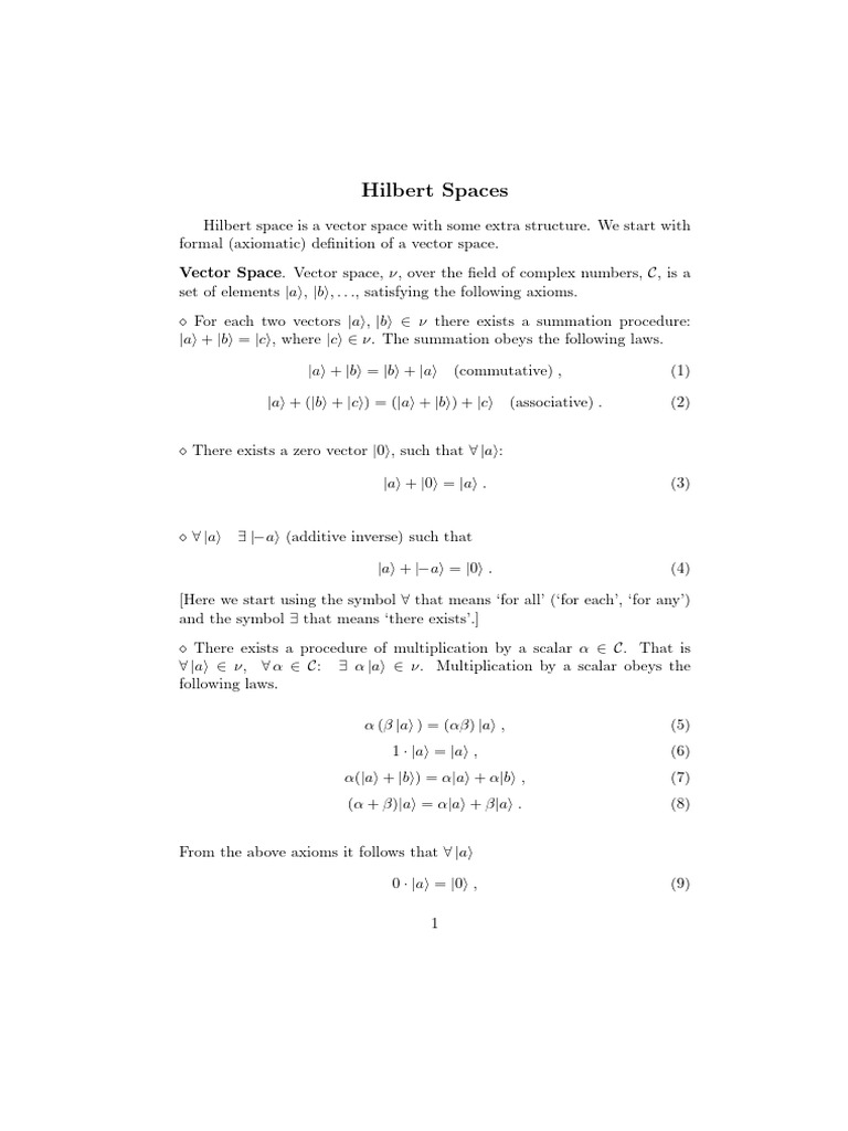 Hilbert | PDF | Eigenvalues And Eigenvectors | Vector Space