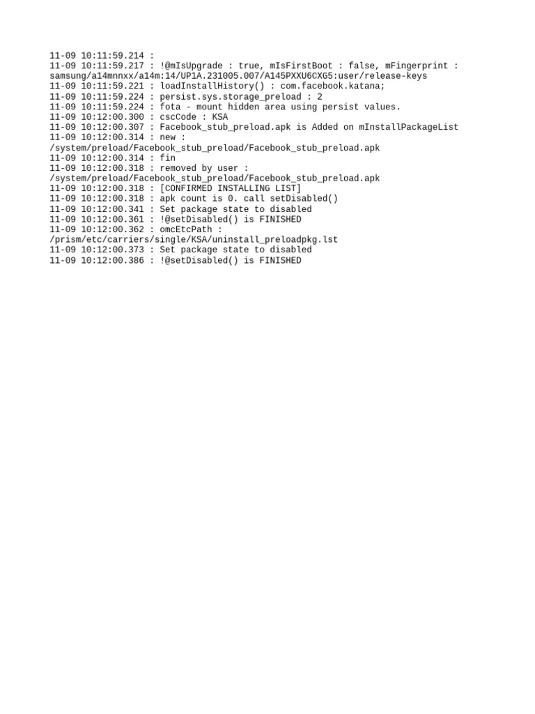 Samsung A14 Preload Package Log | PDF