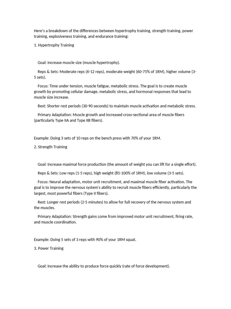 Training Methods: Hypertrophy vs Strength | PDF | Strength Training ...