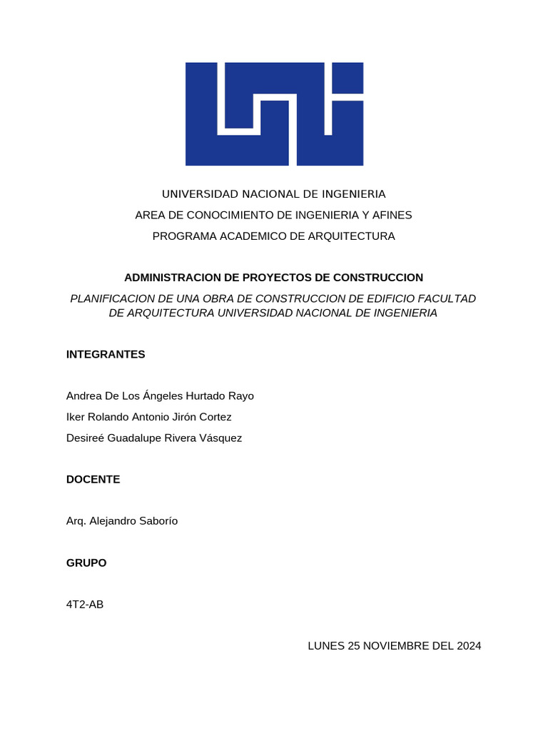 Trabajo Final - Admon de Proyectos | PDF | Gestión de proyectos | Planificación