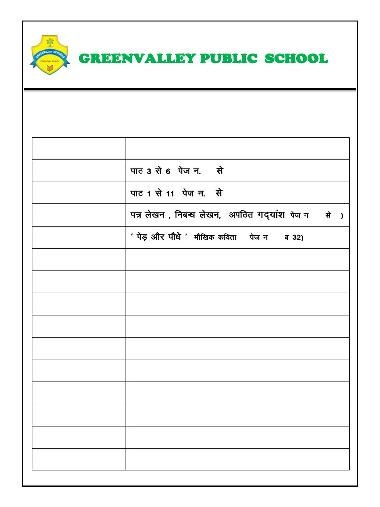 Syllabus Class - 4 | PDF