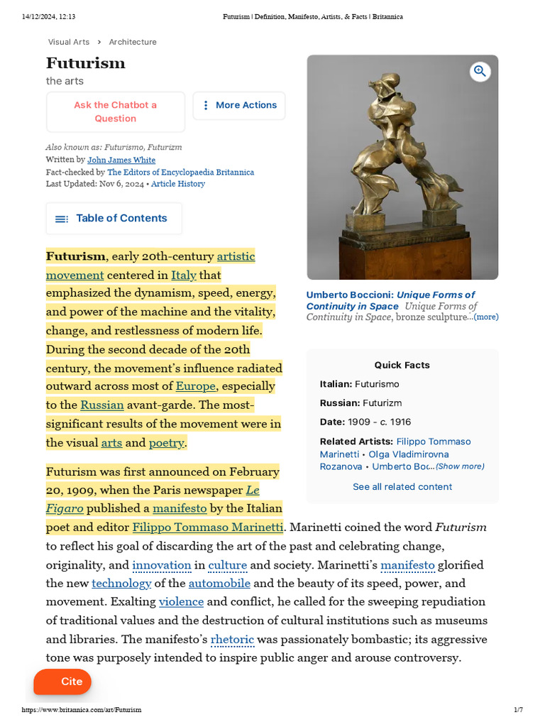 Futurism _ Definition, Manifesto, Artists, & Facts _ Britannica | PDF Futurism _ Definition, Manifesto, Artists, & Facts _ Britannica | PDF