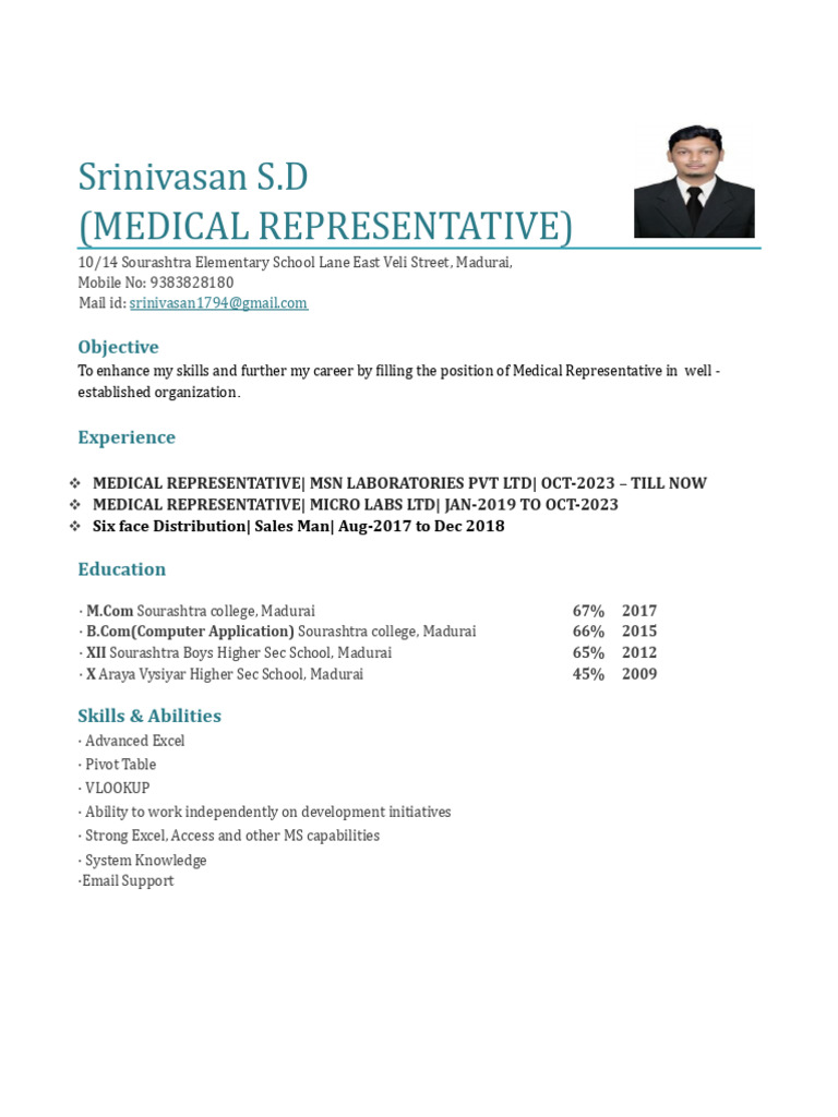 Srinivasan S D RESUME | PDF