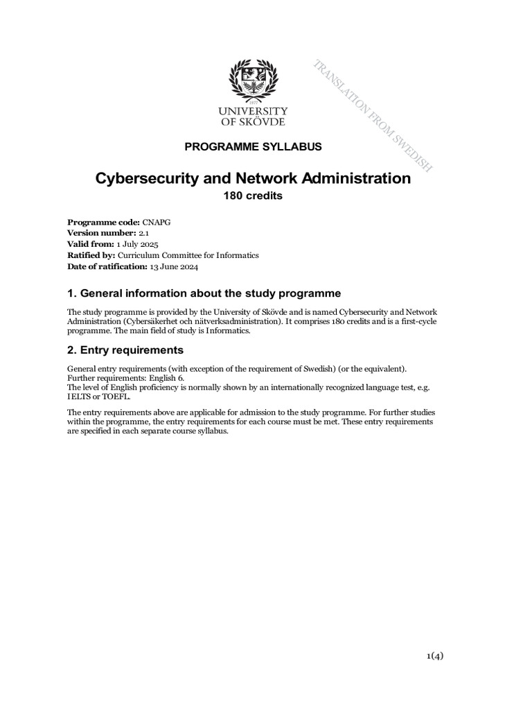 Cybersecurity Bachelor's Program | PDF | Knowledge | Academic Degree