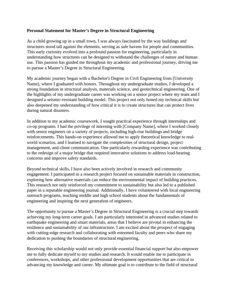 Personal Statement | PDF | Engineering | Sustainability