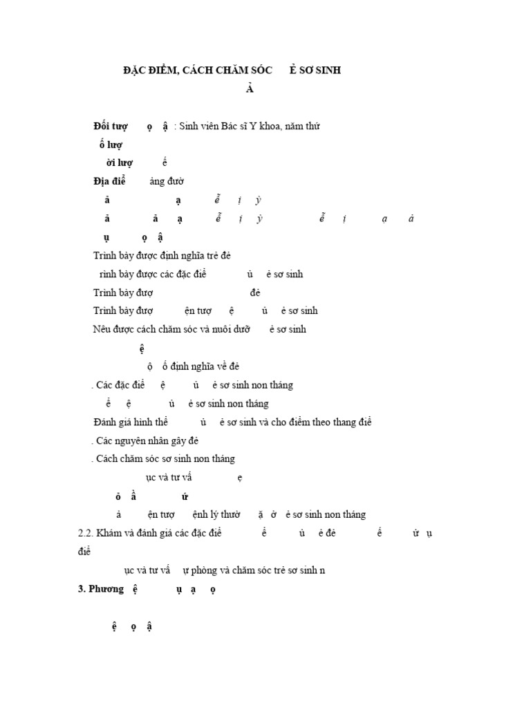 LEC19.S3.5.MD-Đặc điểm, cách chăm sóc trẻ sơ sinh non tháng-Mẫu 2B | PDF