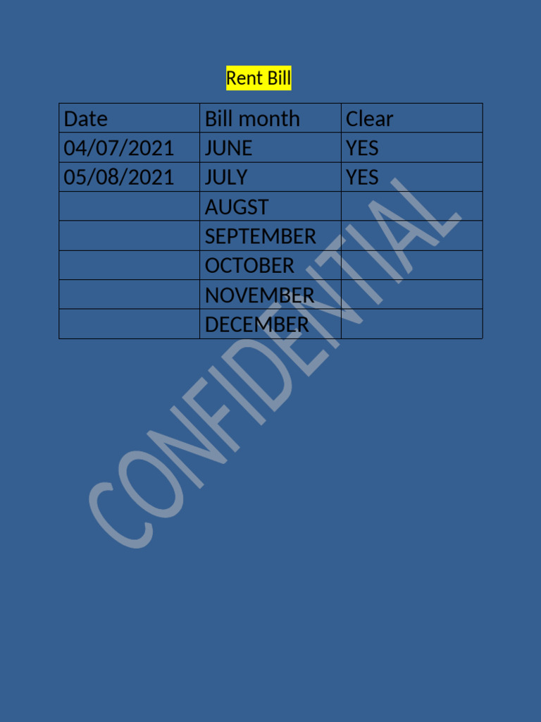 Rent Bill | PDF
