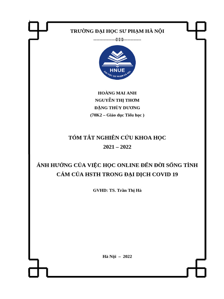 NCKH tóm tắt 2021-2022 | PDF