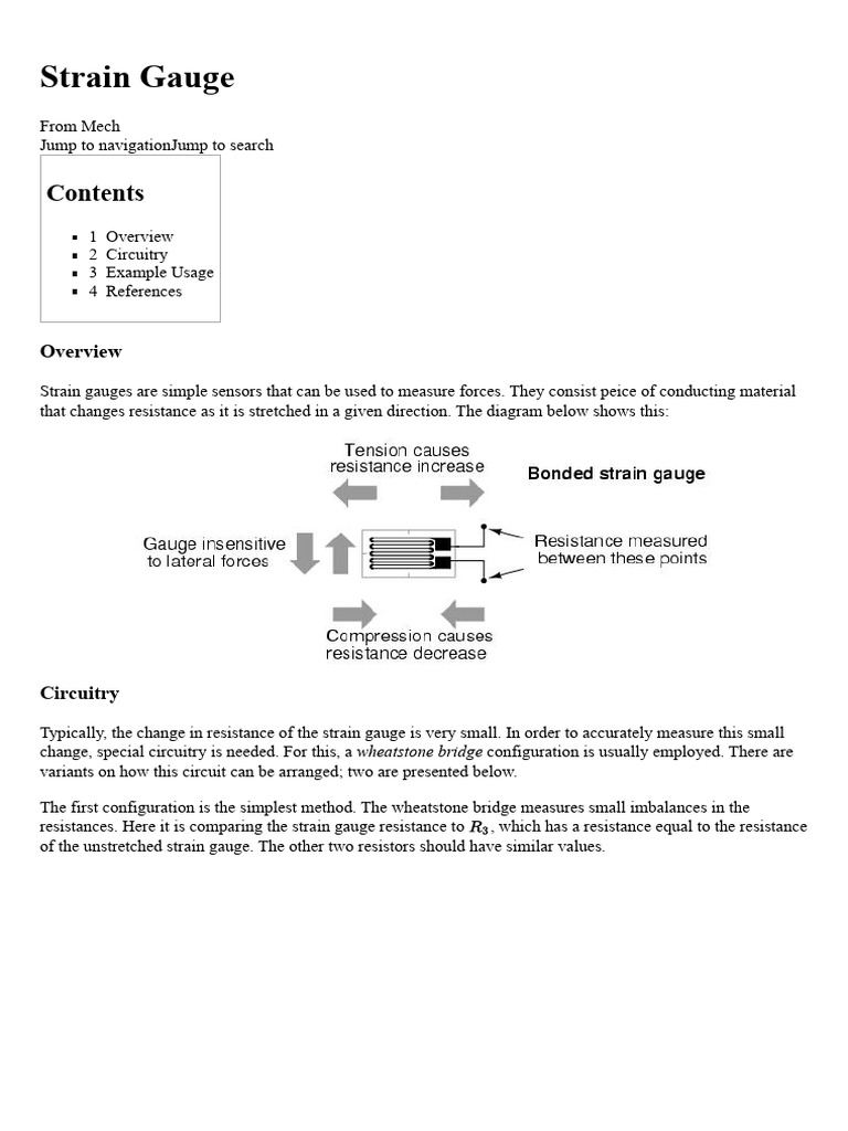 Strain Gauge - Northwestern Mechatronics Wiki | PDF