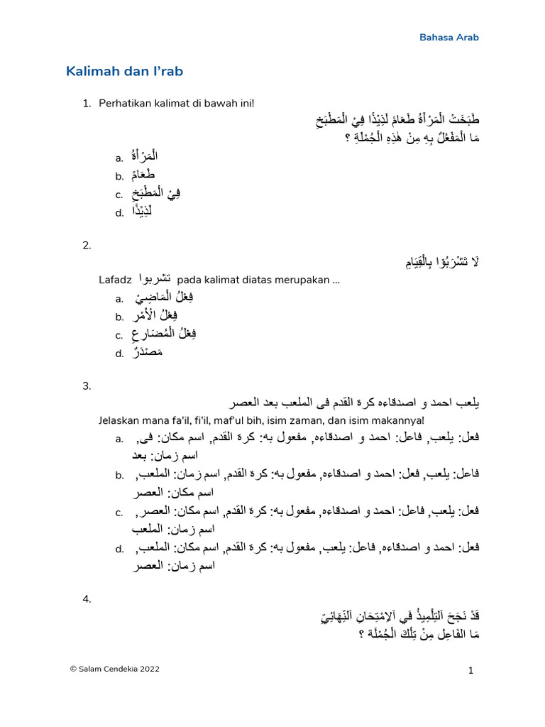 Bahasa Arab 1 Kalimah Dan Irab | PDF