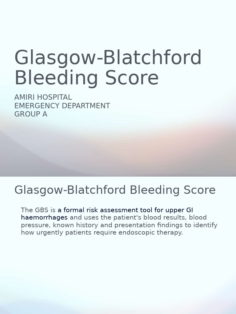 Glasgow-Blatchford Bleeding Score | PDF