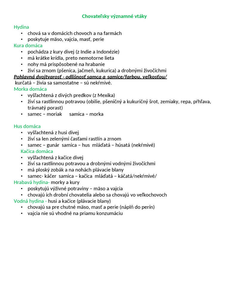 Chovateľské Vyznamné Vtáky | PDF