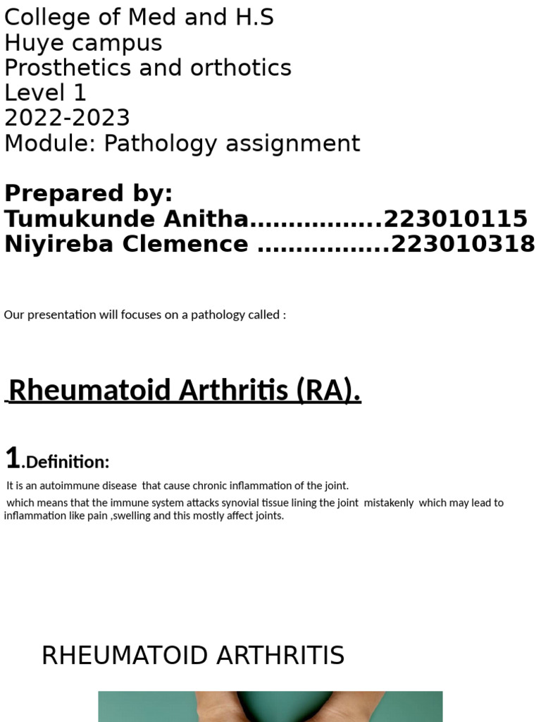 Anitha and Clement Assignment | PDF | Rheumatoid Arthritis | Autoimmune Disease