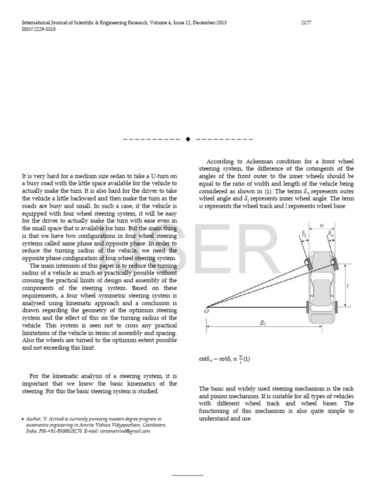 Optimizing Vehicle Turning Radius with 4WS | PDF | Steering | Gear