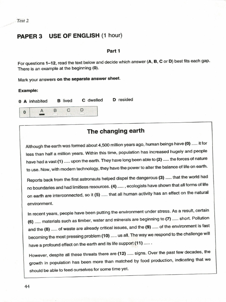CAE Old Book 1 Mock 2 The Changing Earth | PDF