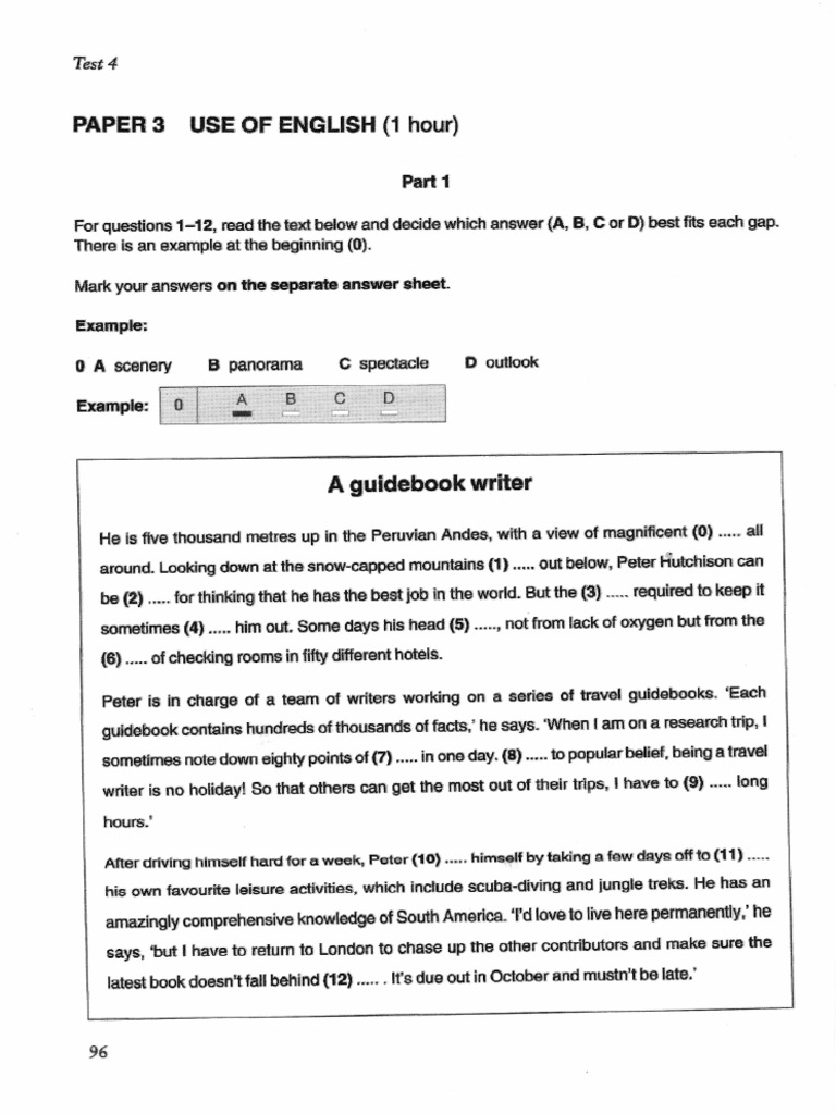 CAE Old Book 1 Mock 4 A Guidebook Writer | PDF