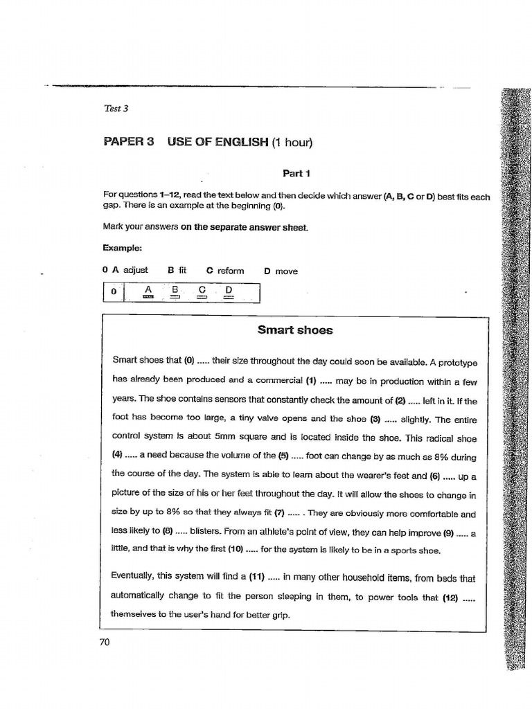 CAE Old Book 3 Mock 3 Smart Shoes | PDF