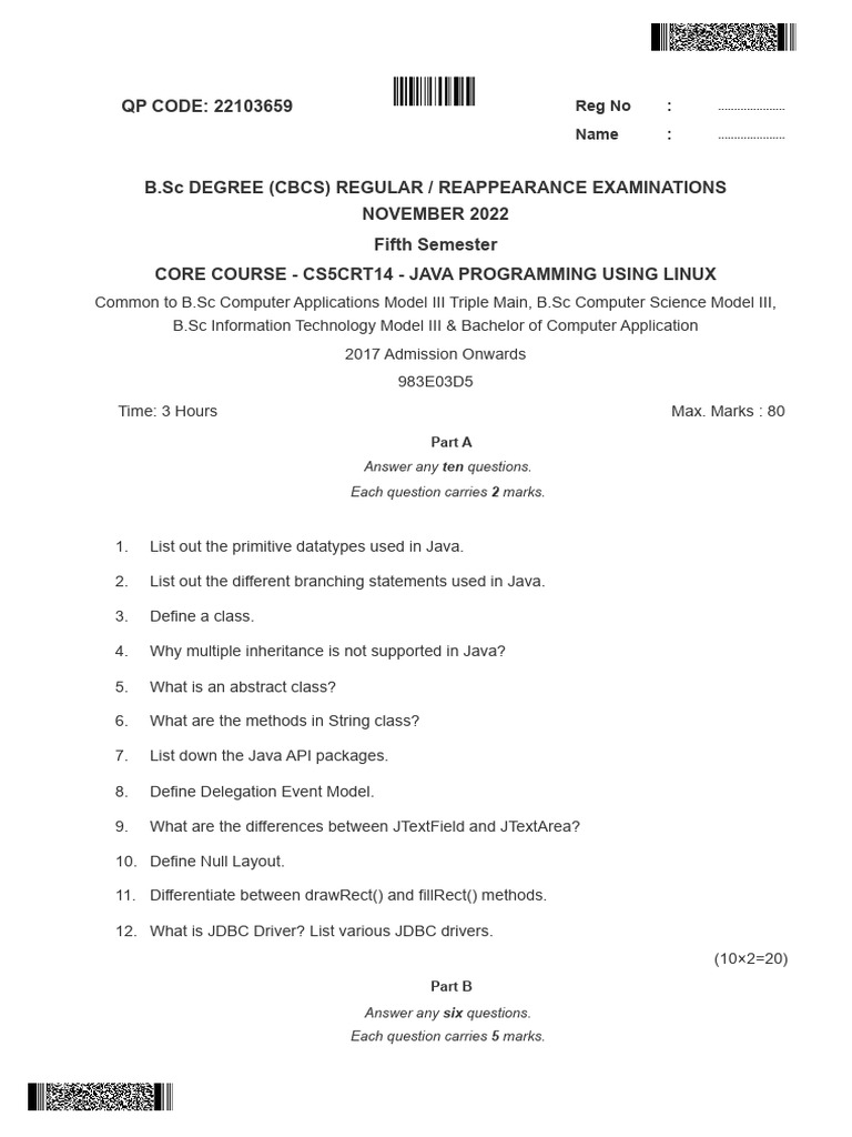 Java Programming Using Linux Nov 2022 | PDF | Java (Programming Language) | Method (Computer ...