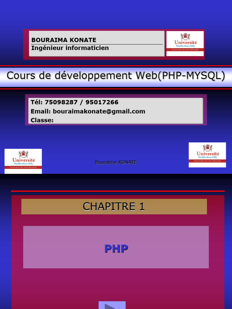 Chapitre 1 PHP | PDF | PHP | Langage de balisage