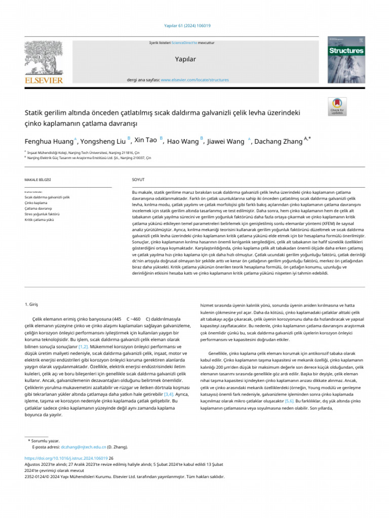 Cracking Behavior of Zinc Coating On Pre Cracked Hot Dip Galvani - 2024 - Struct | PDF
