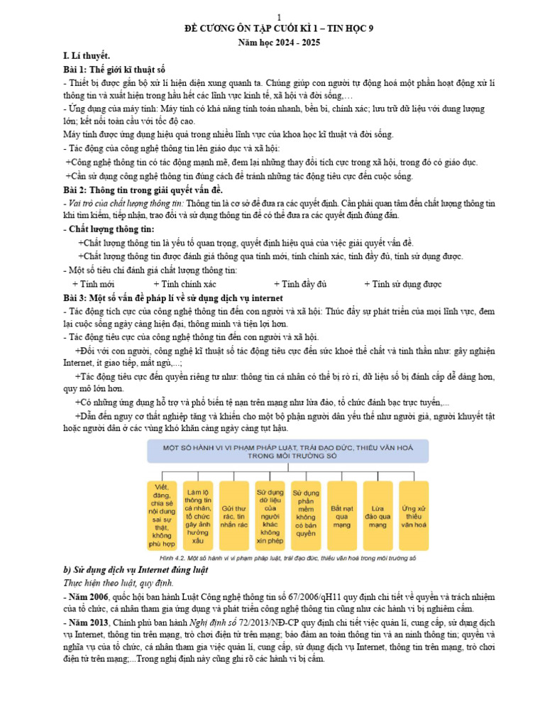 De cuong on tap HK1-Tin9 | PDF