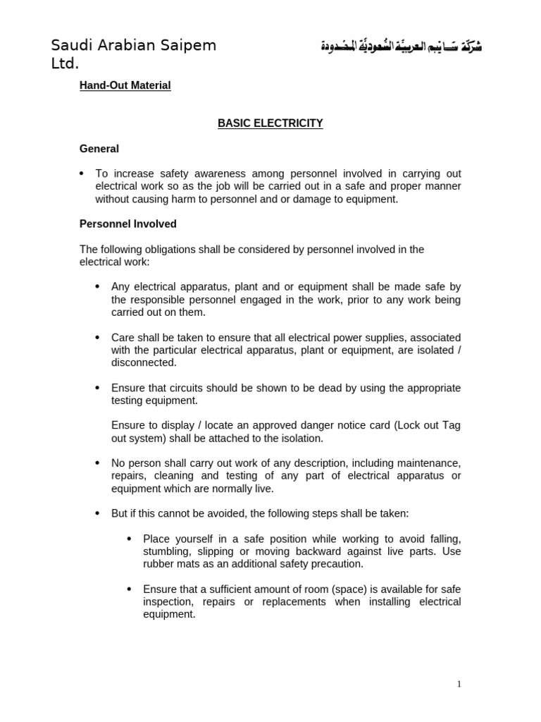 Electrical Safety Guidelines for Personnel | PDF | Electrician | Safety