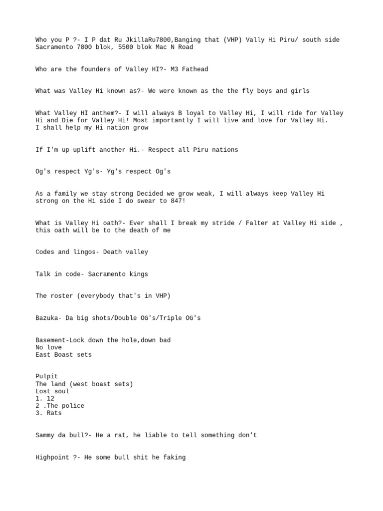 Valley Hi Piru | PDF