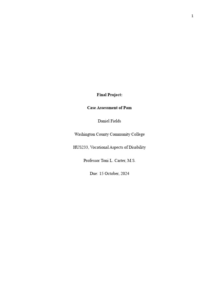 Final Project-Assessment of Pam | PDF | Bipolar Disorder | Mental Health