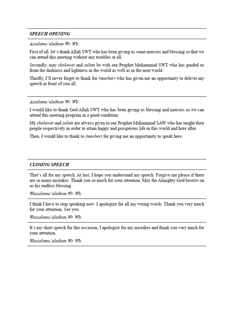 Opening and Closing - Intermediate Class 2024 | PDF