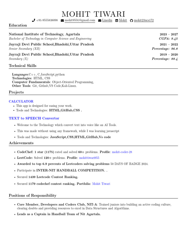 Mohit Resume Pdf