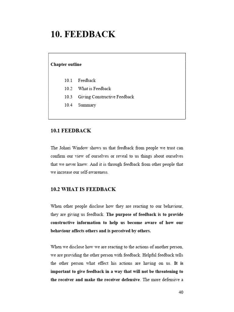 POC 9 Feedback | PDF | Self Awareness | Cognitive Science