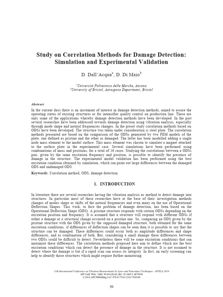 Study On Correlation Methods For Damage Detection, 2014 | PDF | Matrix ...