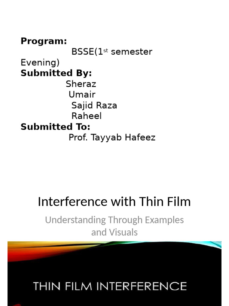 Understanding Thin Film Interference | PDF | Electromagnetism | Optics