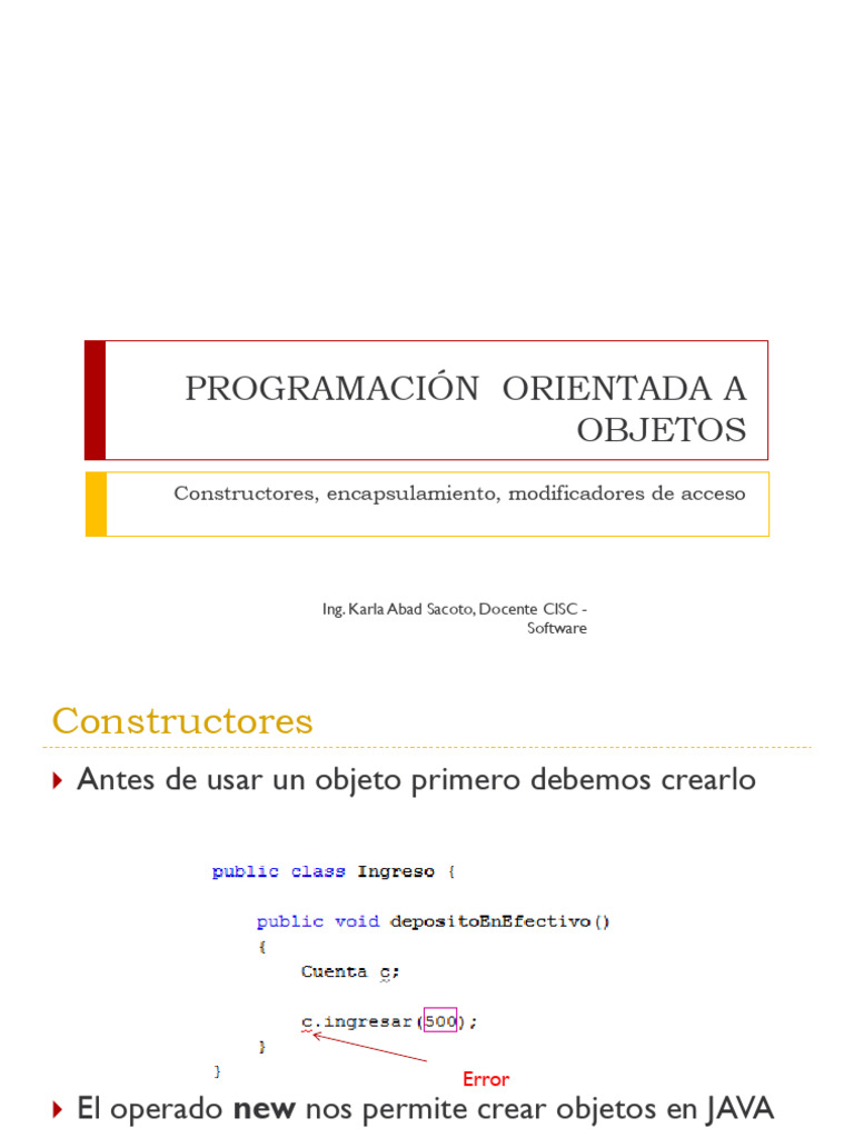 3 Constructores Encapsulamiento Paso de Parametros | PDF | Constructor (Programación Orientada a ...