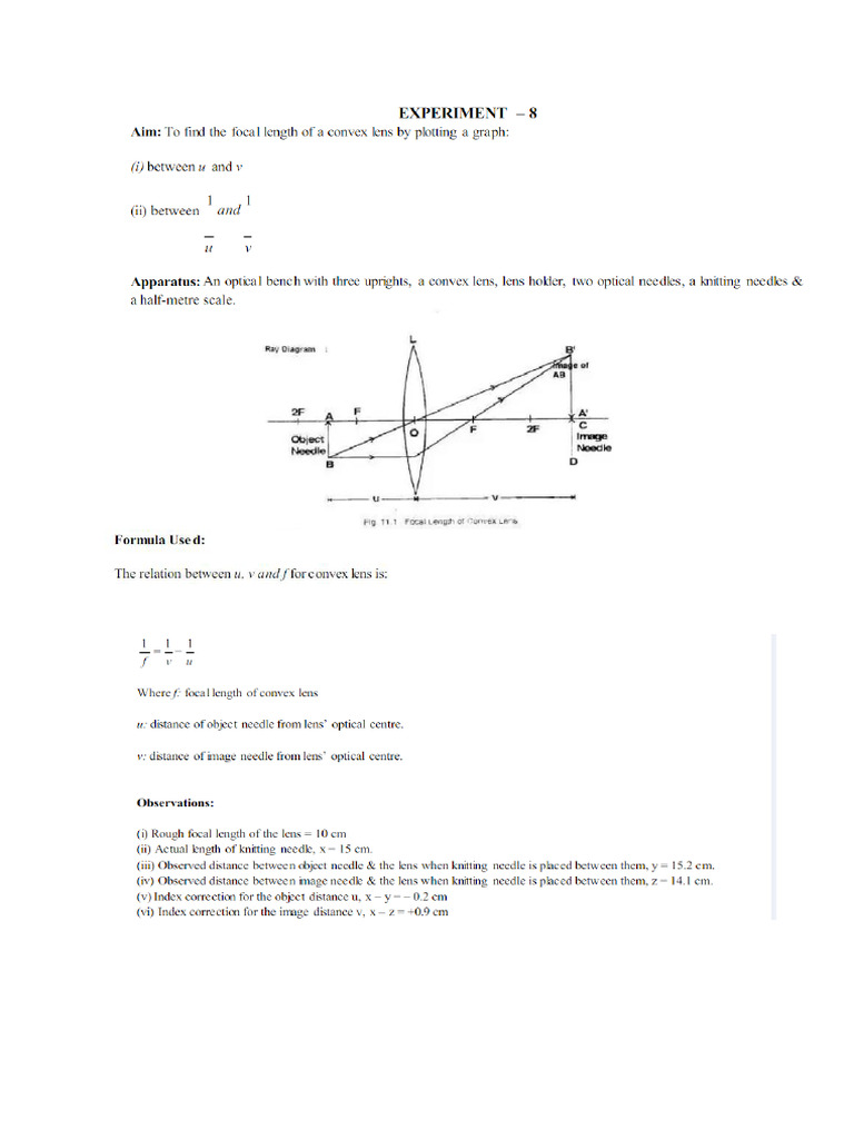 Expt- 6 Convex lens | PDF