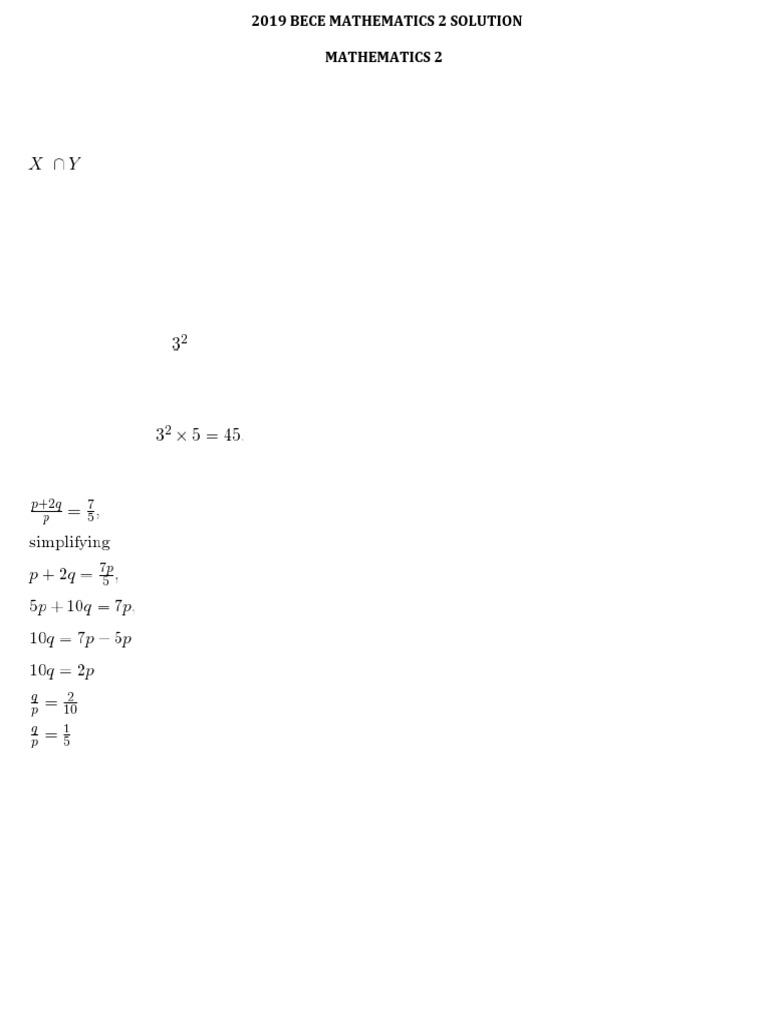 2019 BECE Mathematics Solutions | PDF | Mathematics | Mathematical Objects