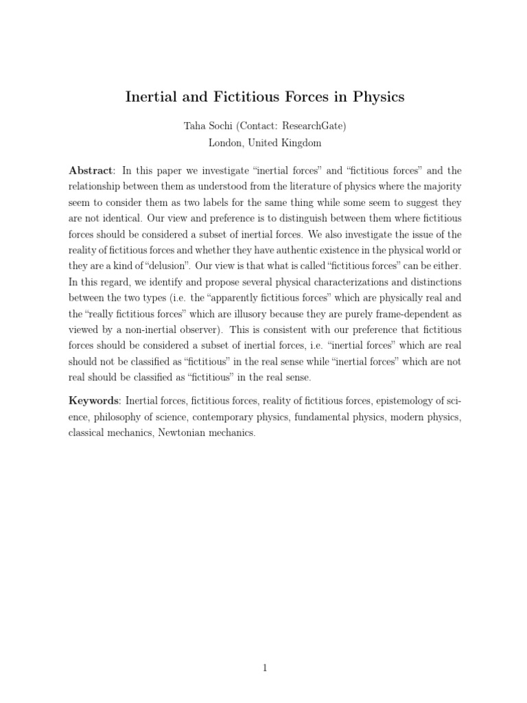 Inertial and Fictitious Forces in Physics | PDF | Force | Classical ...