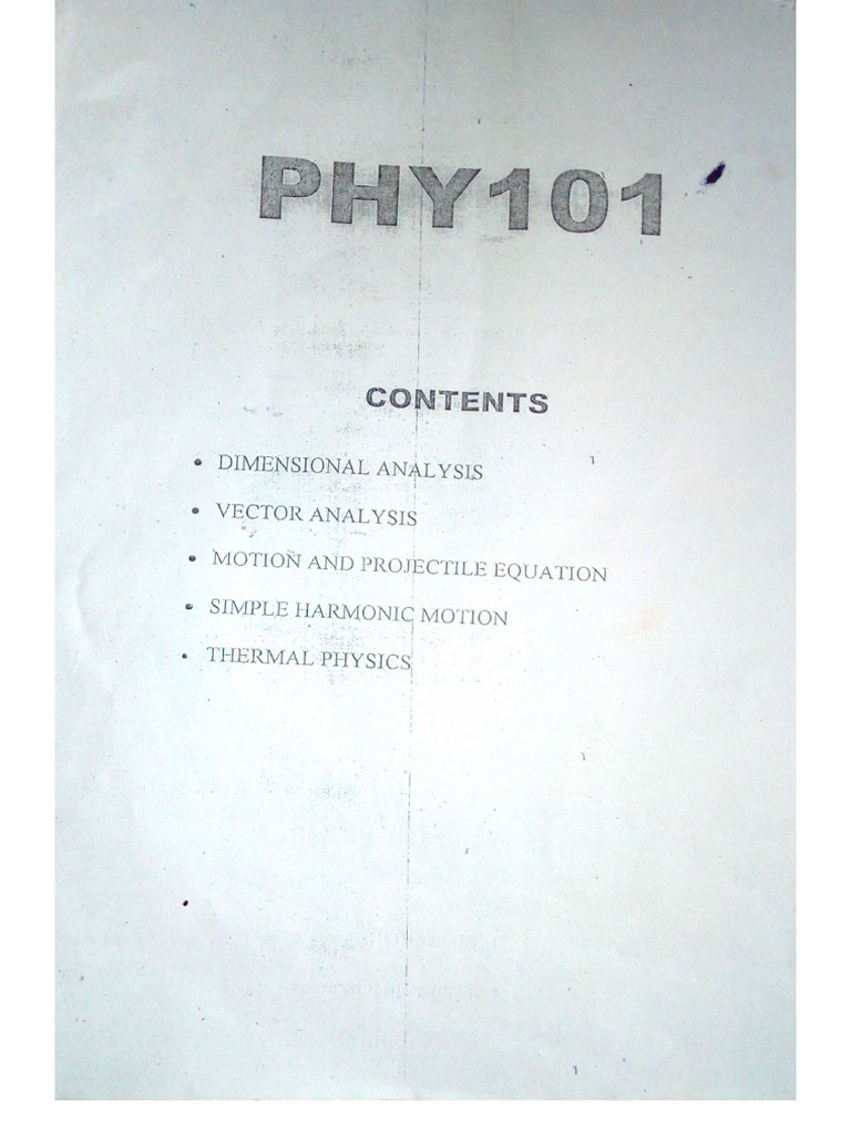 A1 in Phy 101 | PDF