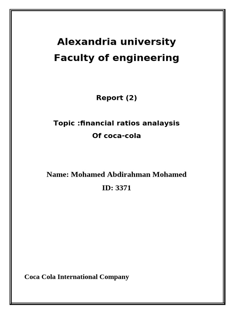 Financial Ratios Analaysis of Coca Cola | PDF | Coca Cola | Equity ...