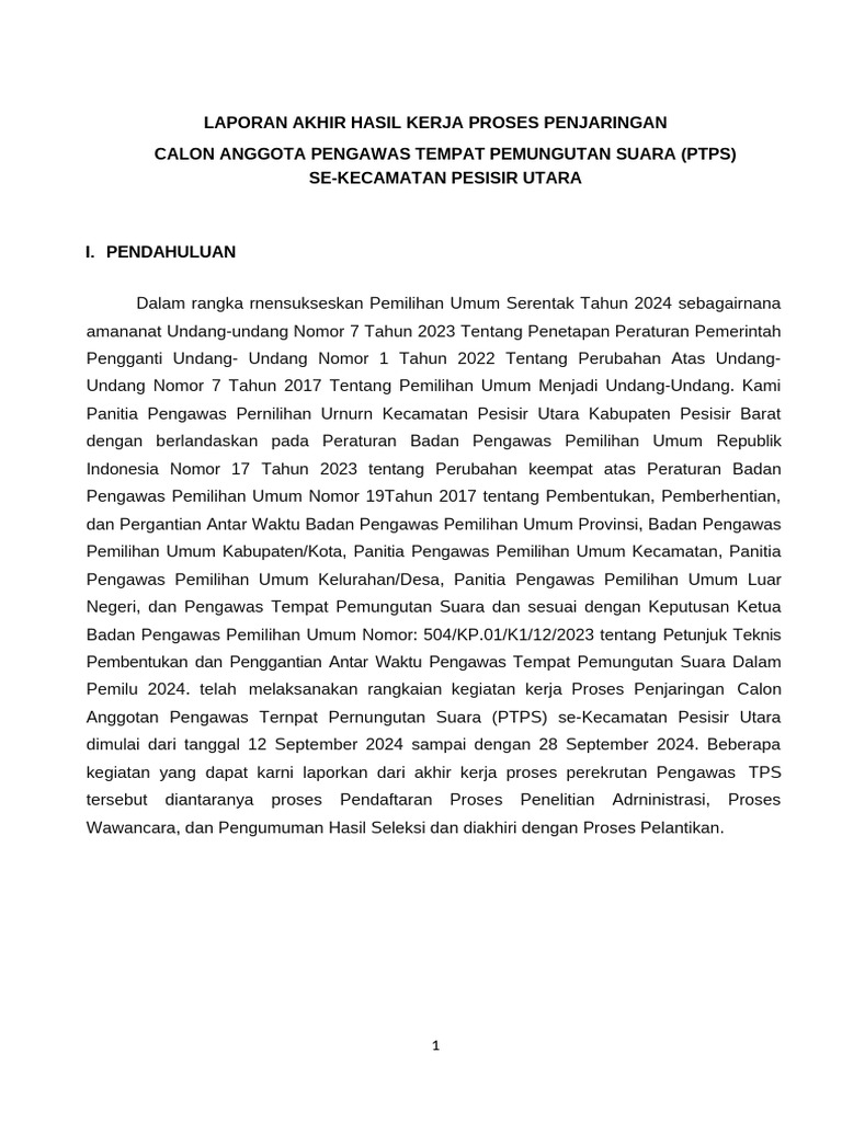 LAPORAN AKHIR PROSES PEMBENTUKAN PTPS | PDF