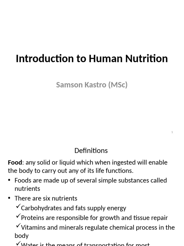 Introduction To Human Nutrition-1 | PDF | Nutrients | Malnutrition