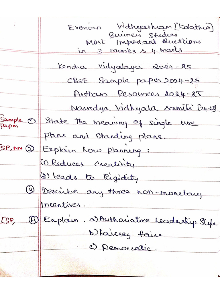 2024-25 IMP 3 Marks and 4 Marks | PDF