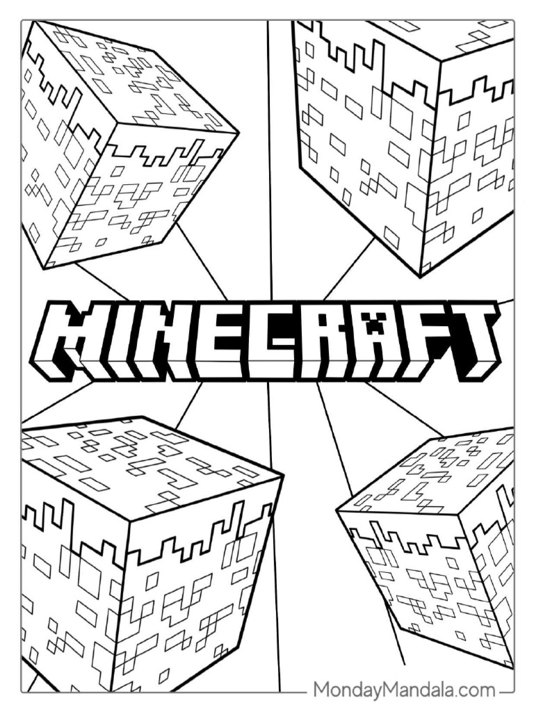 Minecraft Logo With Blocks Coloring Sheet (2) | PDF